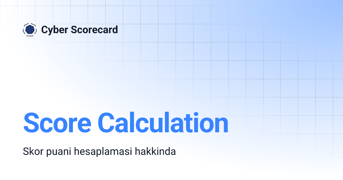 Score Calculation | Cyber Scorecard